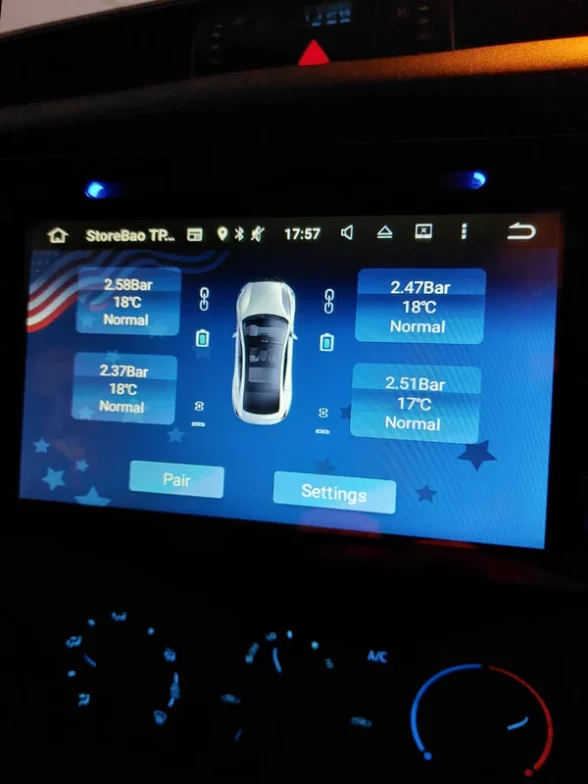 Android Tyre Pressure Monitoring Kit - Internal Sensors (4xWheel ...